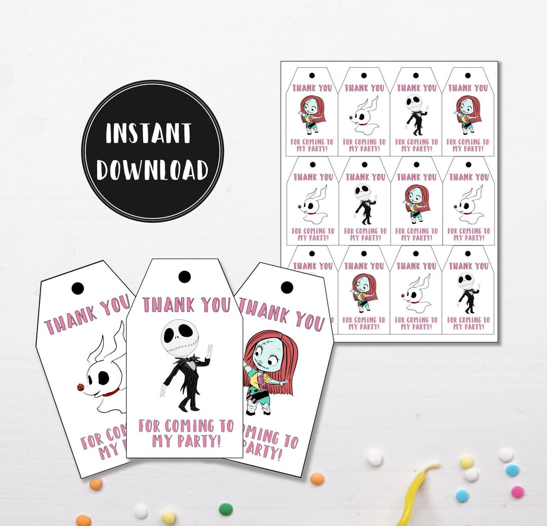 Digital Nightmare Before Christmas Party Favor Tags | Halloween Thank ...