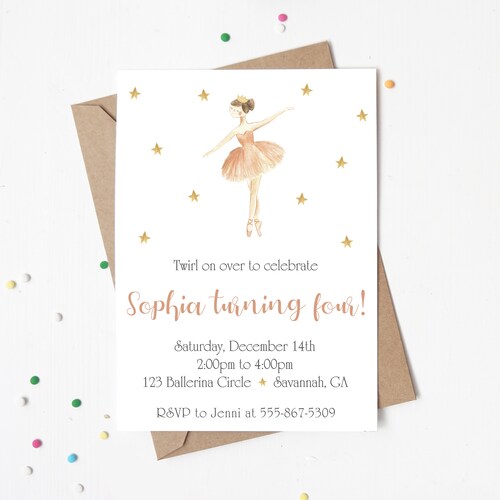 Ballerina Birthday Invitation Ballet Party Invite - Etsy