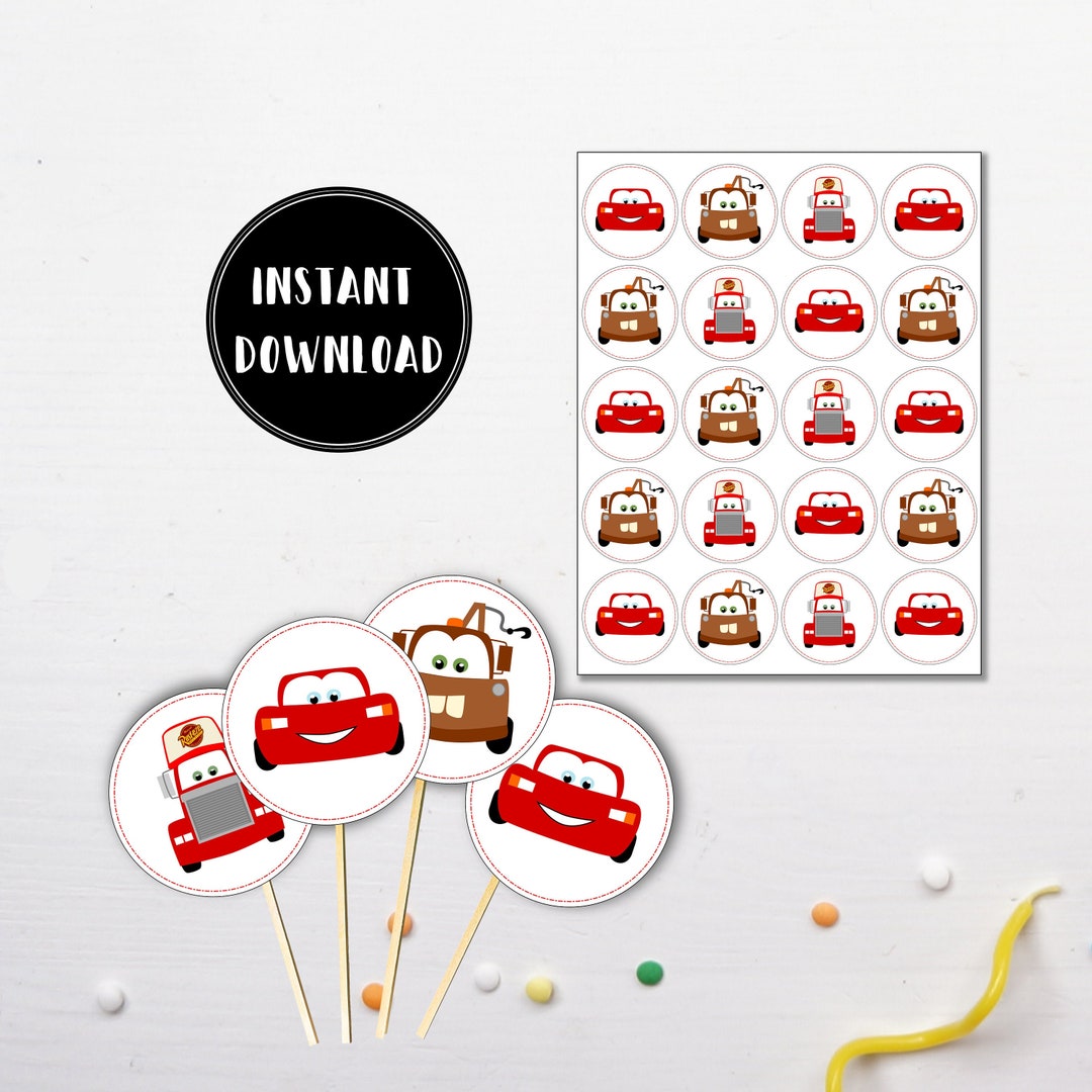 Cars Cupcake Toppers | Cars Picks - Etsy