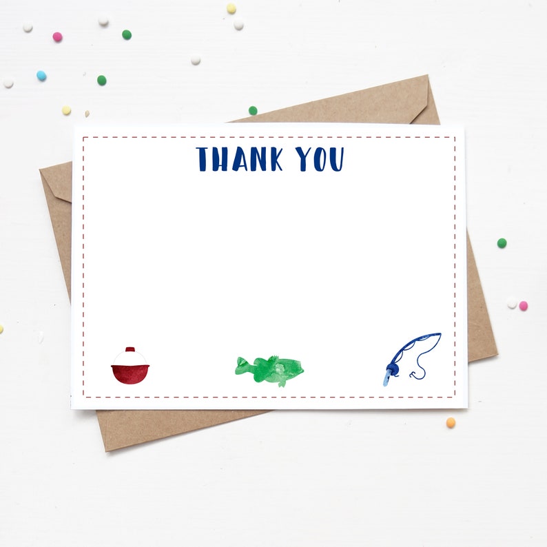 Fishing Birthday Thank You Card Digital Thanks - Etsy