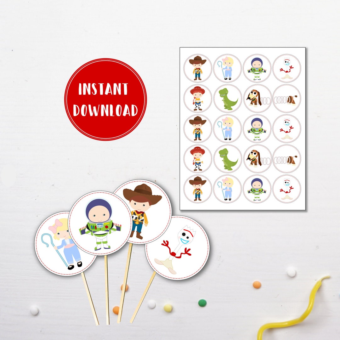 Toy Story 4 Cupcake Toppers | Buzz Woody Forky Cupcake Picks - Etsy