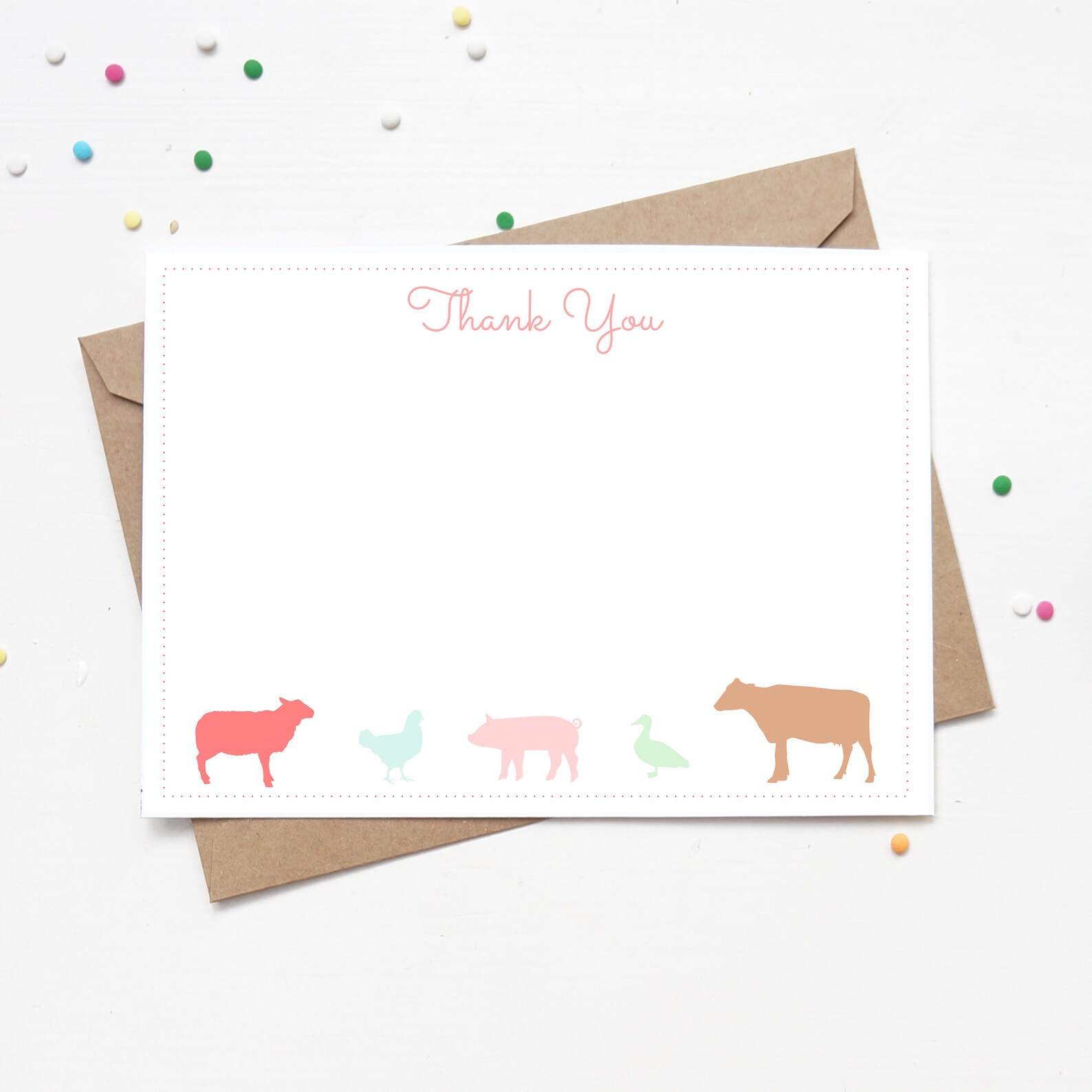 Farm Animal Thank You Card | Barnyard Stationery - Etsy