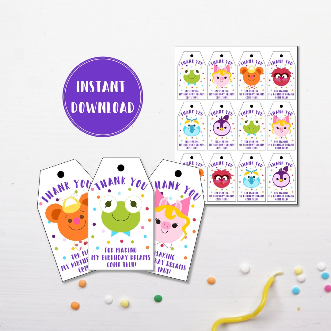 Muppet Babies Party Favor Tags | Birthday Thank You Tags - Etsy