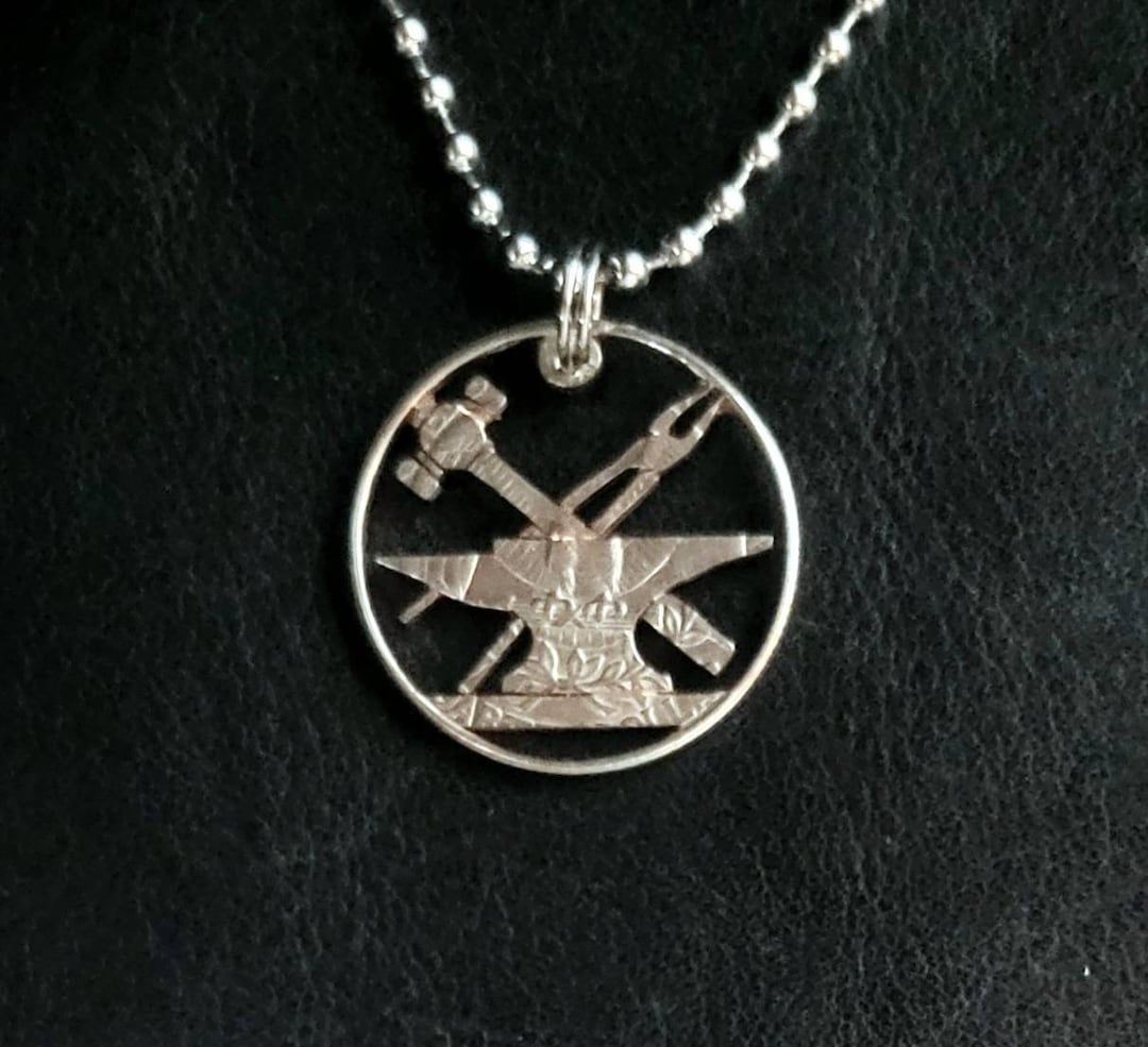 Blacksmith Anvil Hammer and Tongs Pendant, Blacksmith Gift, Cut From a ...