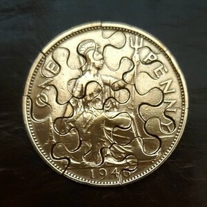 Coin Puzzle, British Penny Puzzle, Hand Cut Coin, Coin Art - Etsy