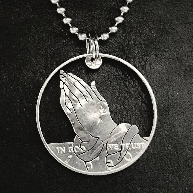 Handmade, Praying Hands, Coin Jewelry, Christian Jewelry, Pendant Cut ...
