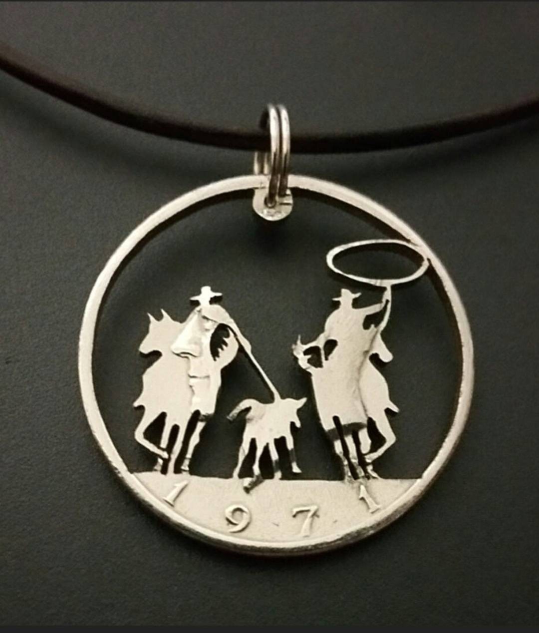 Team Roping Pendant, Rodeo Jewelry, Cowboy Necklace, Cowboy Gift, Hand ...