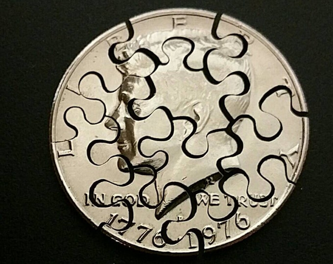 Puzzle Cut From a Kennedy Half Dollar, Coin Art, Coin Puzzle, Hand Cut ...
