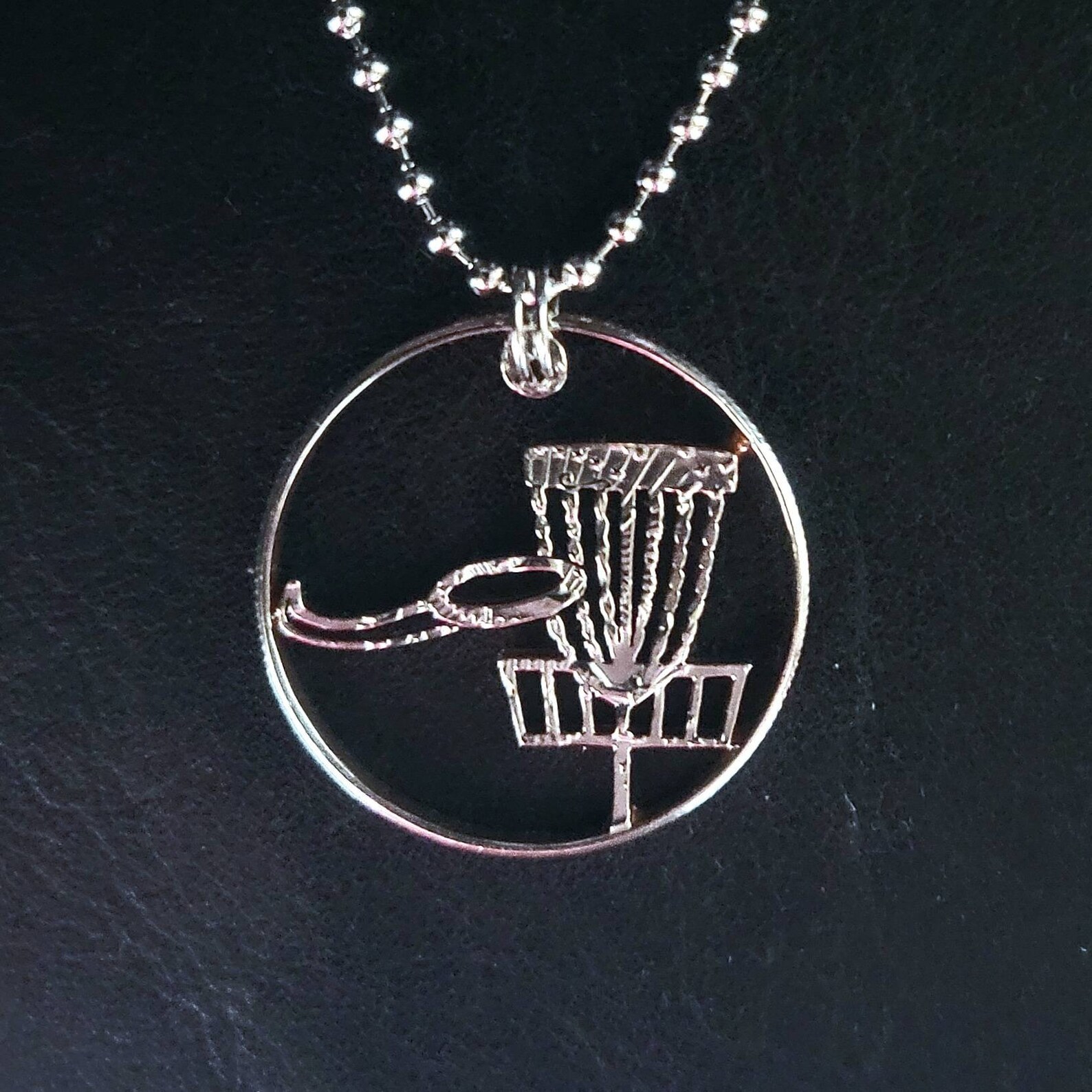 Disc Golf Pendant, Hand Cut Coin, Handmade Coin Jewelry Pendant, Sports ...
