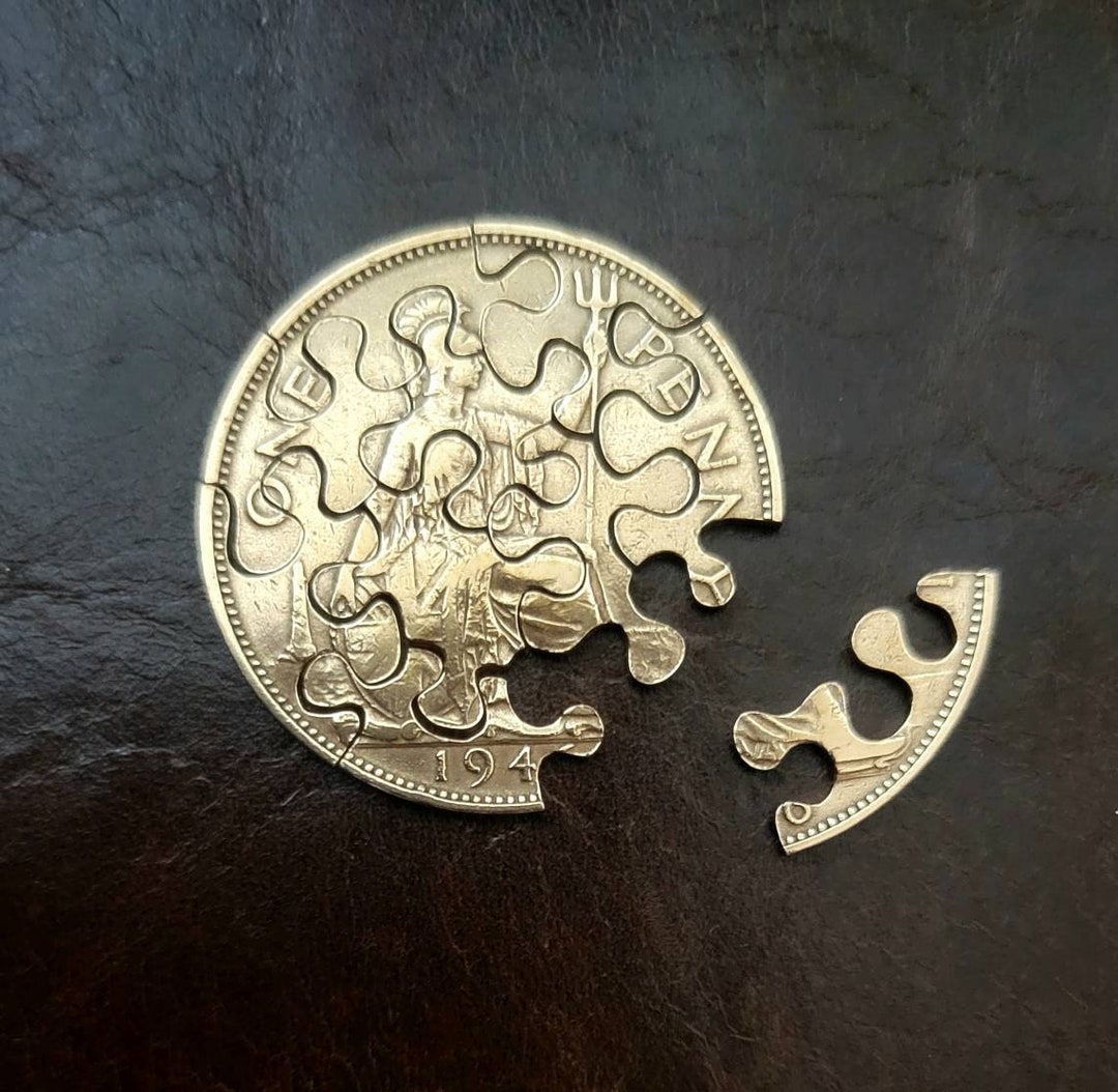 Coin Puzzle, British Penny Puzzle, Hand Cut Coin, Coin Art - Etsy
