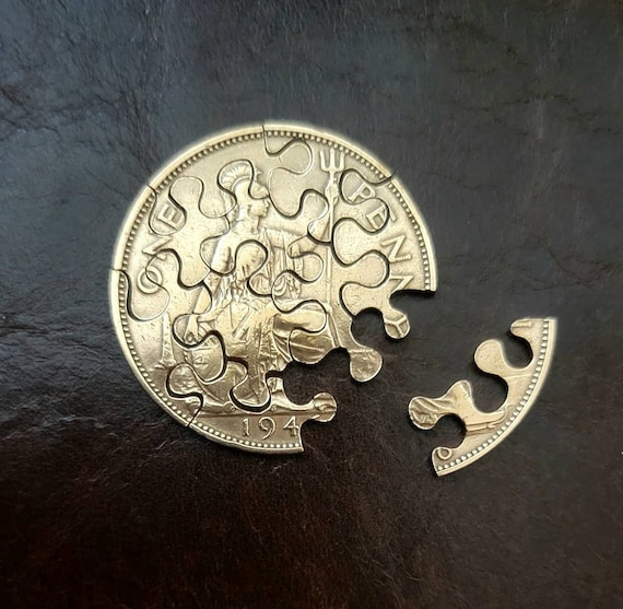 Coin Puzzle British Penny Puzzle Hand Cut Coin Coin Art - Etsy