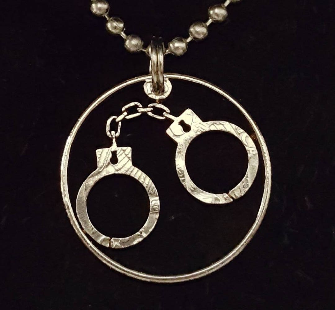 Police Security Coin Jewelry Hand Cut Handcuffs Pendant - Etsy