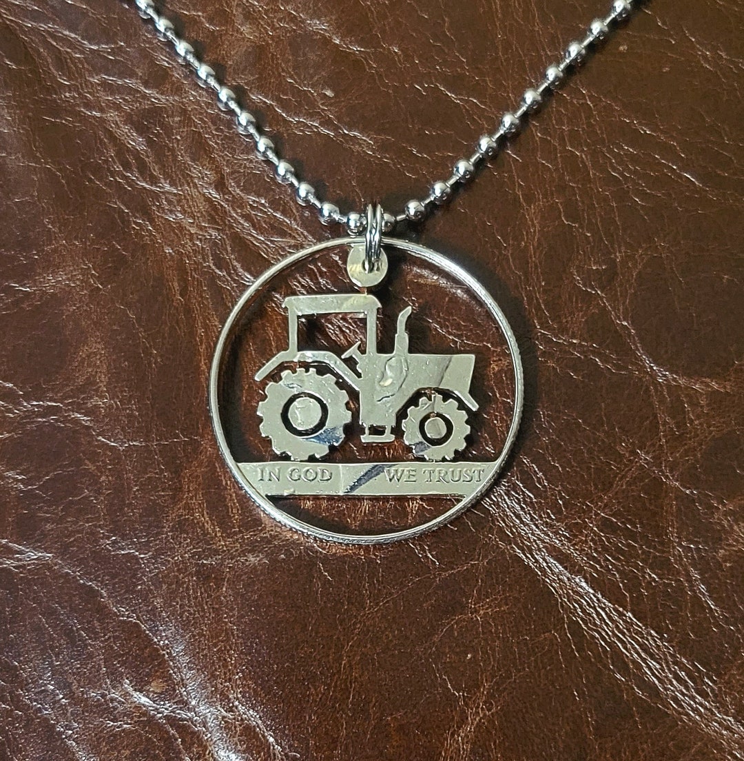 Tractor Pendant Cut From a Half Dollar Coin, Farmer Gift, Farm Wife ...