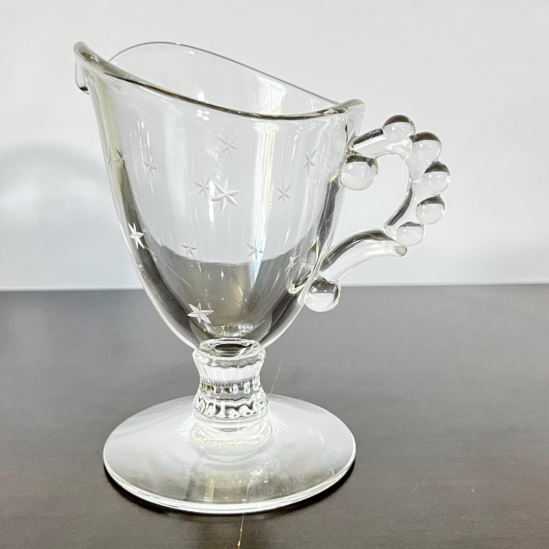 Vintage Imperial Glass Starlight Creamer: Candlewick Handle, Star ...