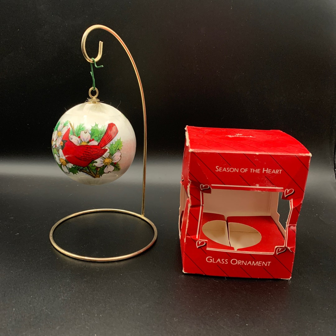 1986 Hallmark Red Cardinal Satin Glass Ball Ornament, Season of the ...