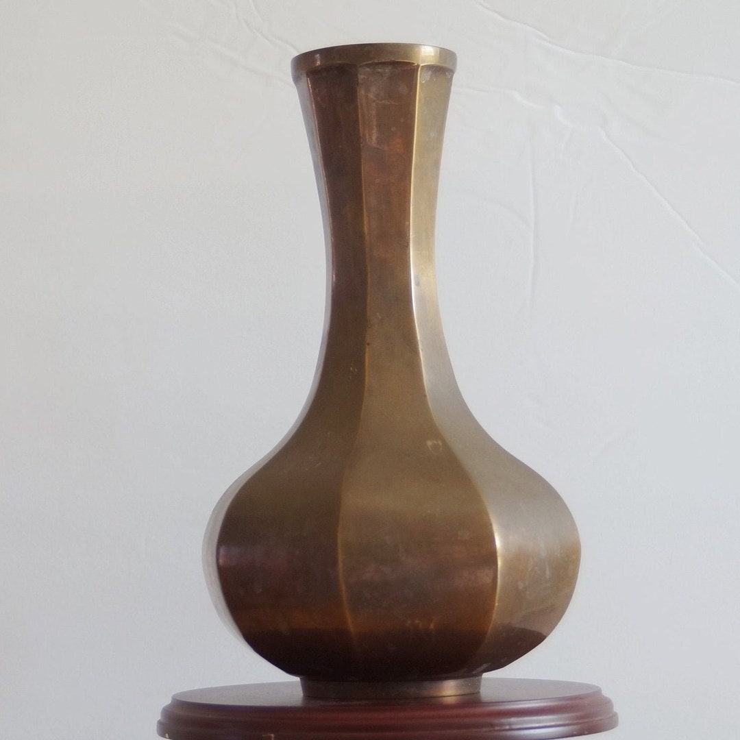 Octagonal Brass Vase Vintage Brass Vase 1970s 1980s Decor. - Etsy