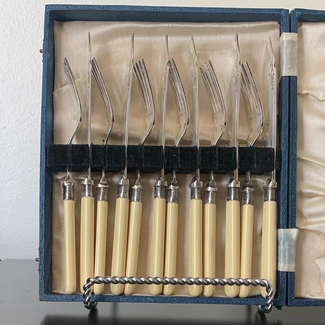 Vintage Fork and Knife Set, Fish Fork and Knives, 12 Pieces in Original ...