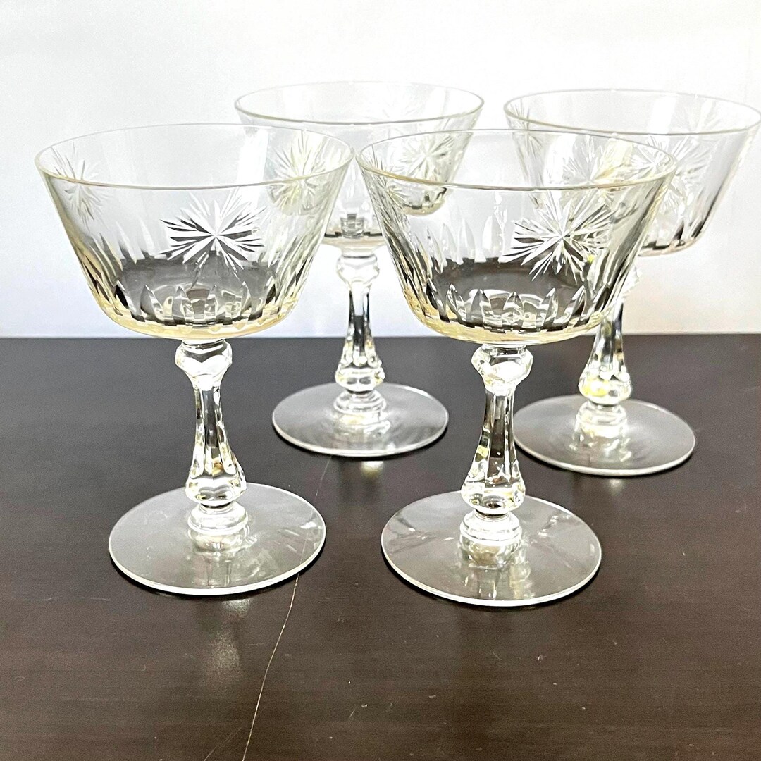 Cambridge Star Champagne/tall Sherbet Glasses, Set of 4. Stem 3725, Cut ...