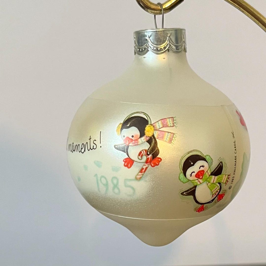 Hallmark 1985 Good Friends Glass Ball Ornament, Compliments Frost ...