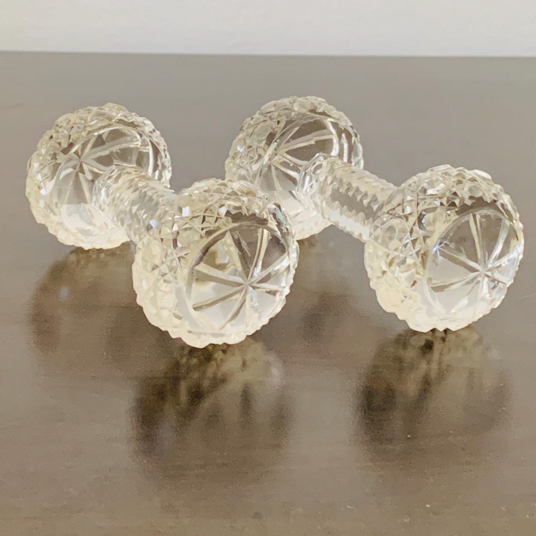 Vintage Knife Rests, Cut Glass Knife Rests, Set of Two, Barbell Style ...