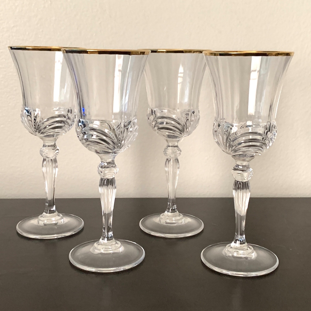 Vintage RCR Royal Crystal Rock Aurea Gold Wine Glasses - Set of 4 ...