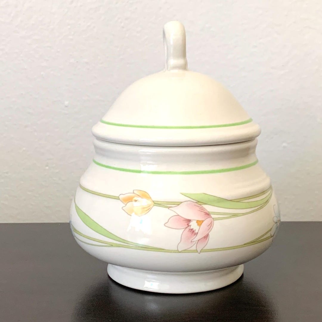 Vintage Sango Mountain Flower 3776 Large Covered Sugar Bowl, Late 1980s ...