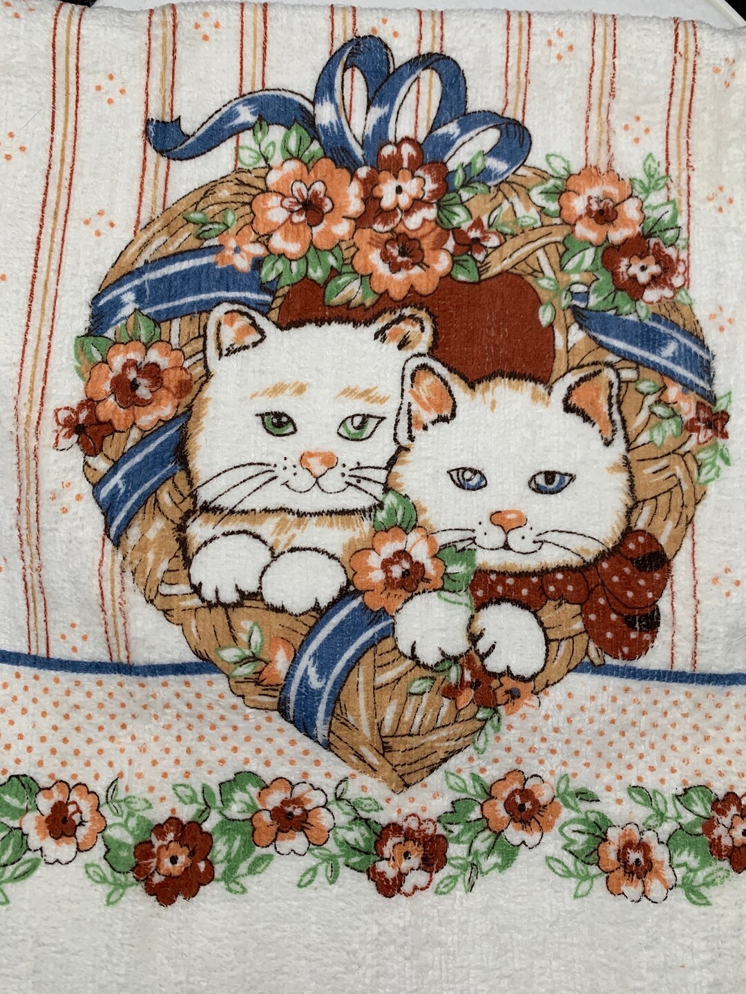 Cat Dish Towel 1970s 1980s Franco All Cotton Kitchen Towel - Etsy