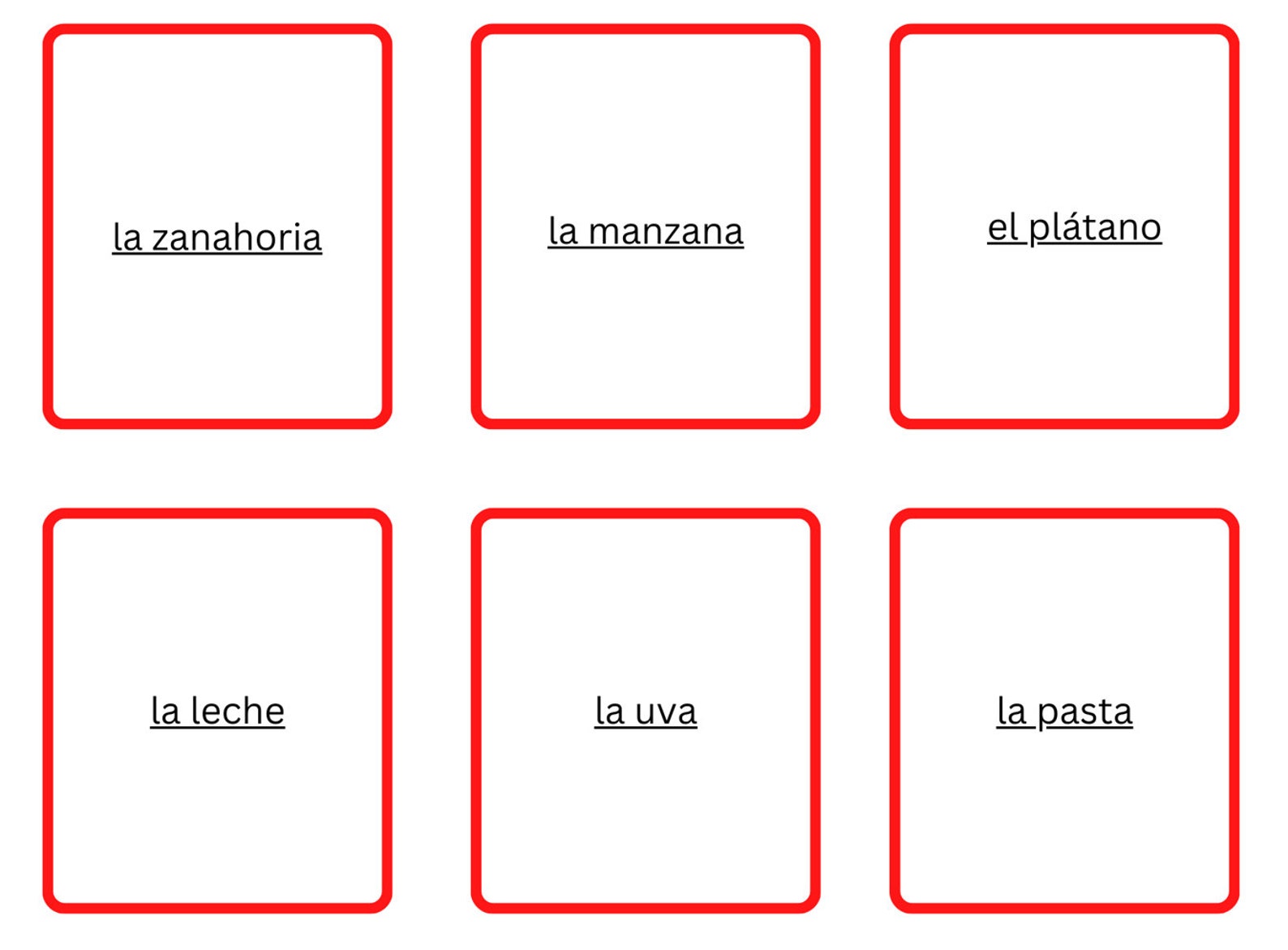 English Spanish Food Matching Flashcards Game 60 Cards With 60 Matching ...