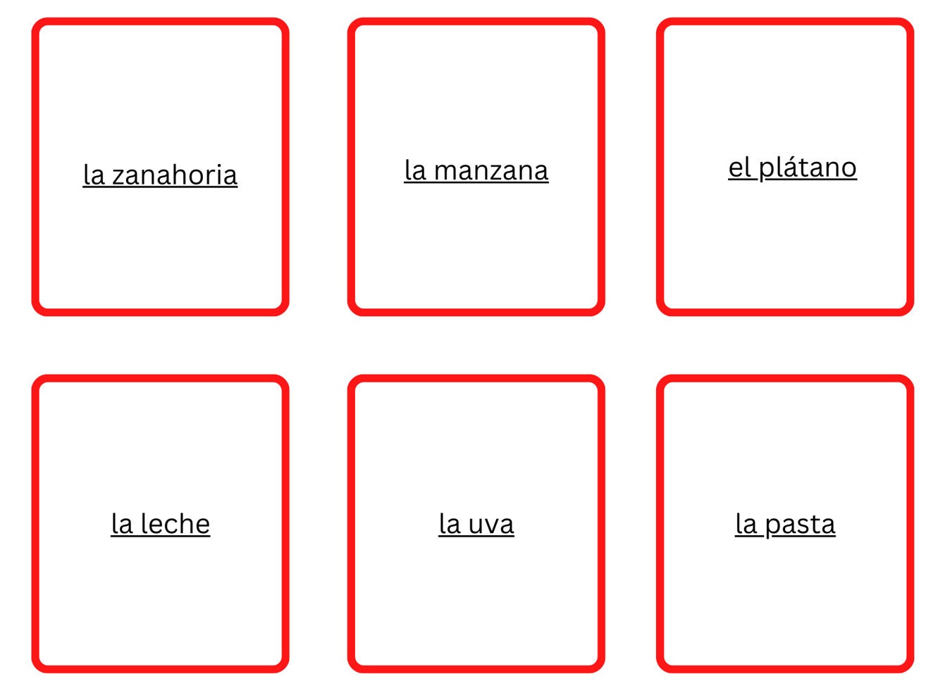 English Spanish Food Matching Flashcards Game 60 Cards With 60 Matching ...