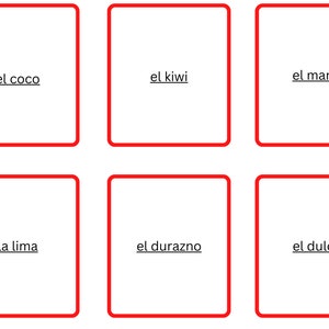 English Spanish Food Matching Flashcards Game 60 Cards With 60 Matching ...