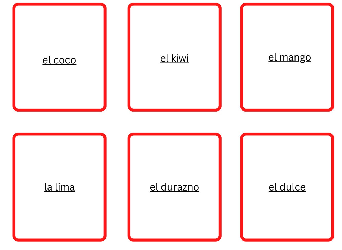 English Spanish Food Matching Flashcards Game 60 Cards With 60 Matching ...