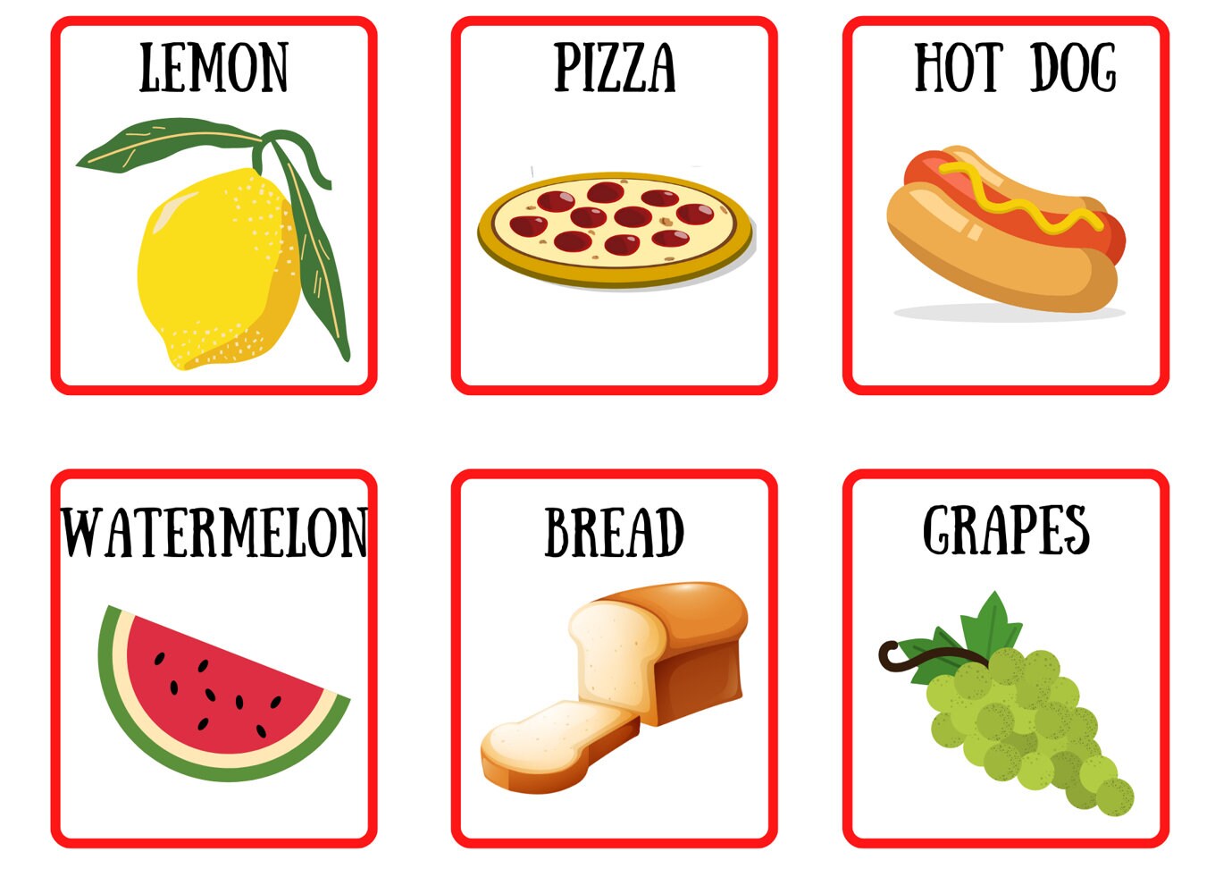 English Spanish Food Matching Flashcards Game 60 Cards With 60 Matching ...