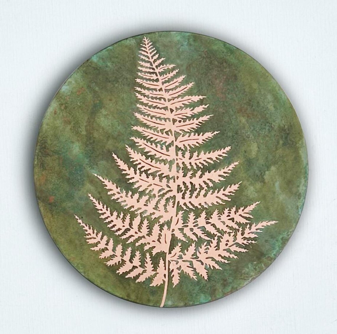 Copper Art, Round Etched Copper Fern Wall Art, Small and Large Copper ...
