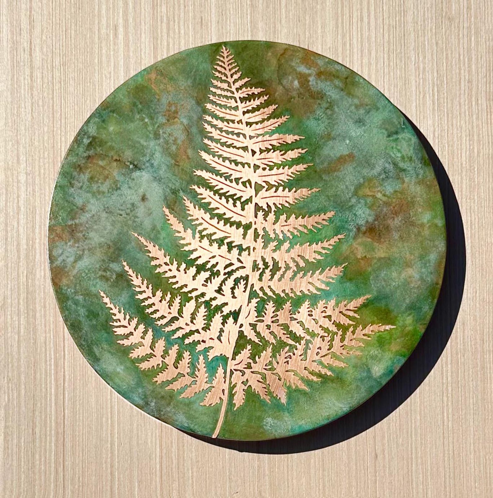 Copper Art, Round Etched Copper Fern Wall Art, Small and Large Copper ...