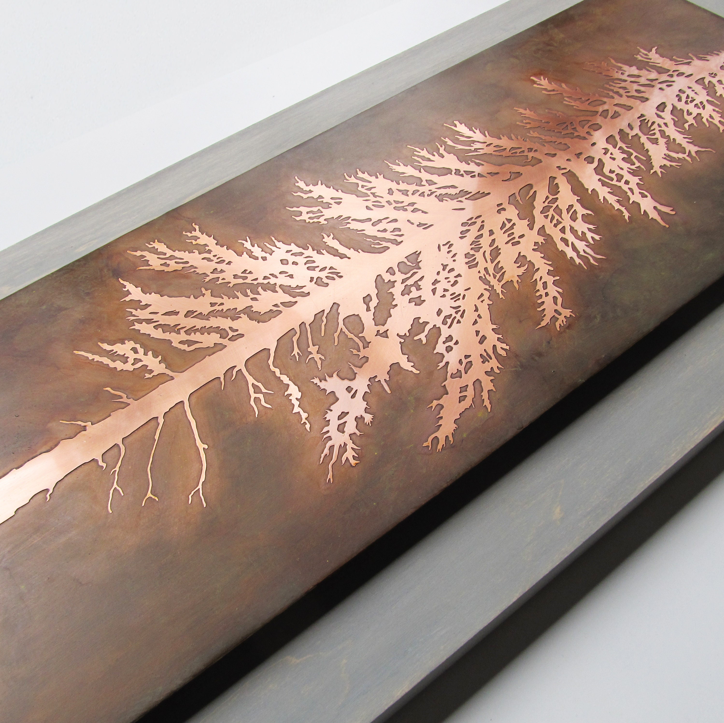Copper Art Etched Copper Pine Trees Set of Two Small or - Etsy
