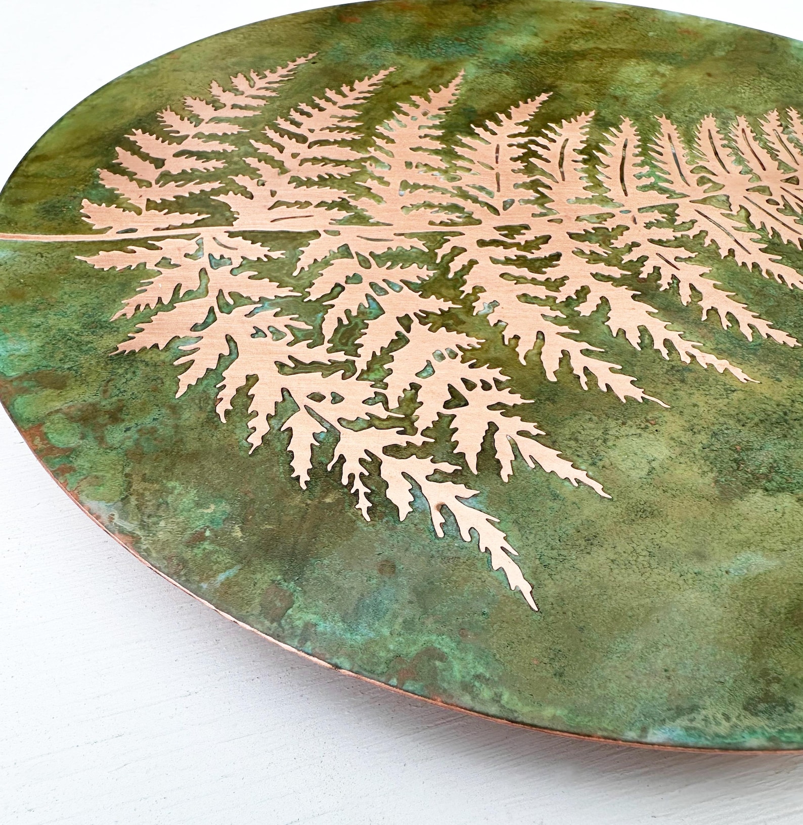 Copper Art, Round Etched Copper Fern Wall Art, Small and Large Copper ...