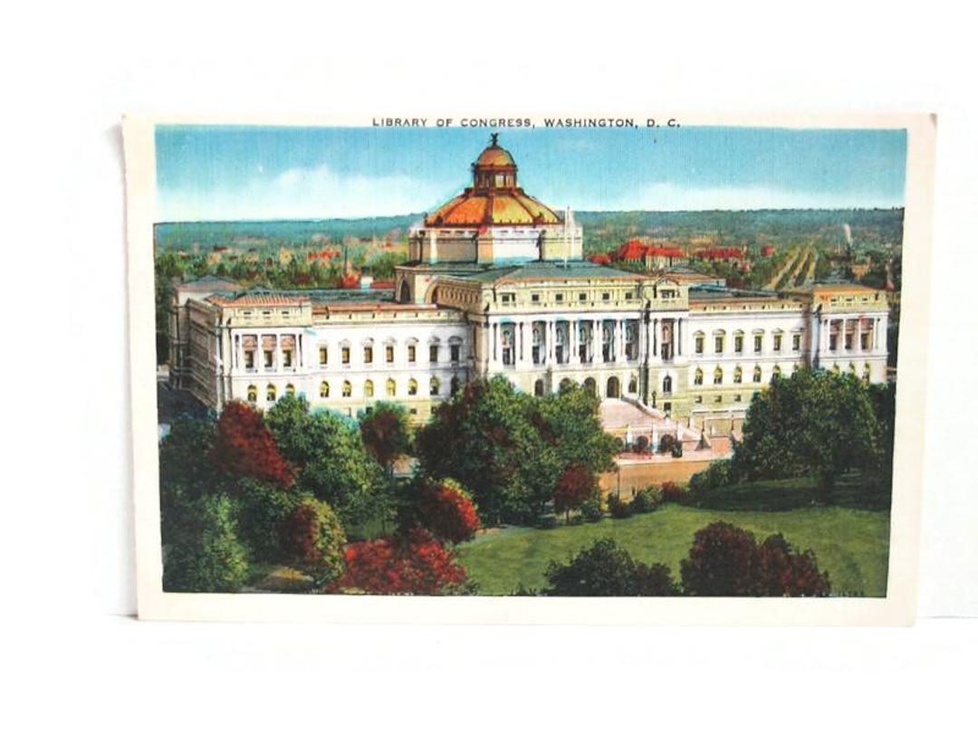 Vintage Washington D. C. Postcard Library of Congress - Etsy