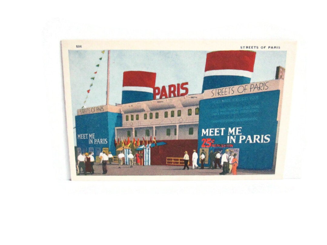 1933 Chicago World's Fair Streets of Paris Vintage Linen Postcard 506 ...