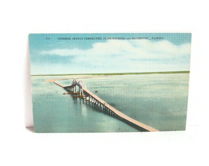 Vintage Linen Postcard Sunshine Skyway Connecting St. Petersburg and ...