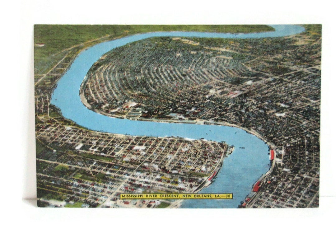 Mississippi River Crescent New Orleans Louisiana Vintage Linen Postcard ...