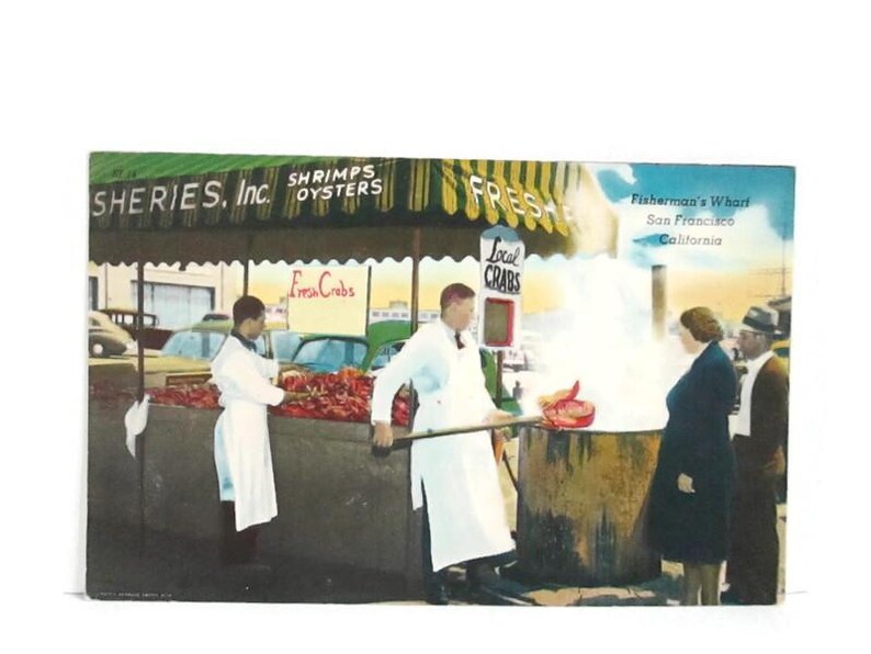 Vintage California Linen Postcard San Francisco Fisherman's Wharf SF 14 ...