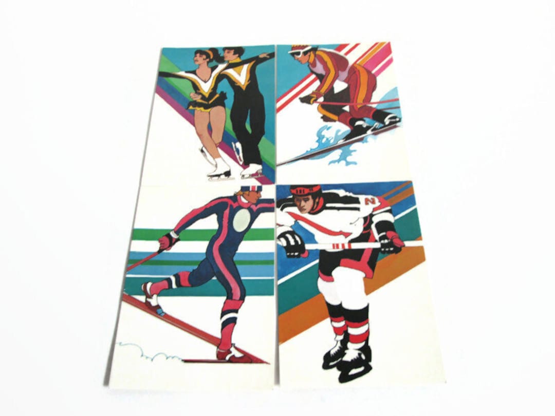 Four Olympic Postcards 1984 Sarajevo Yugoslavia Winter Games Artwork ...
