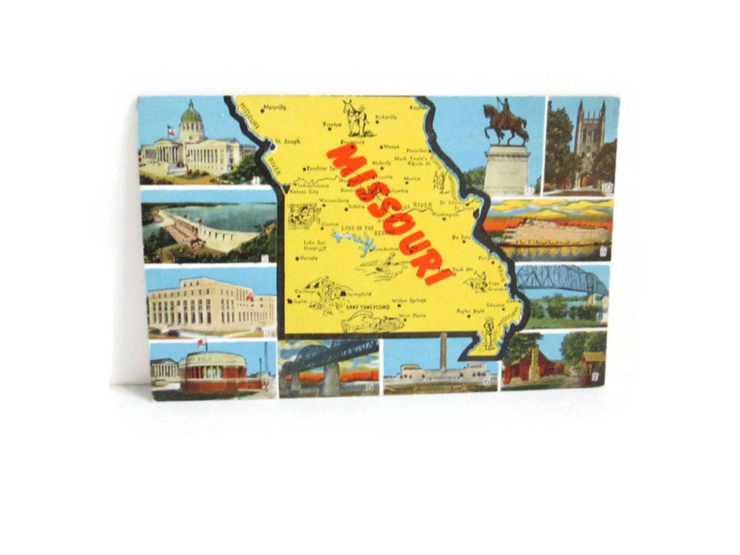 Vintage Postcard Map of Missouri - Etsy