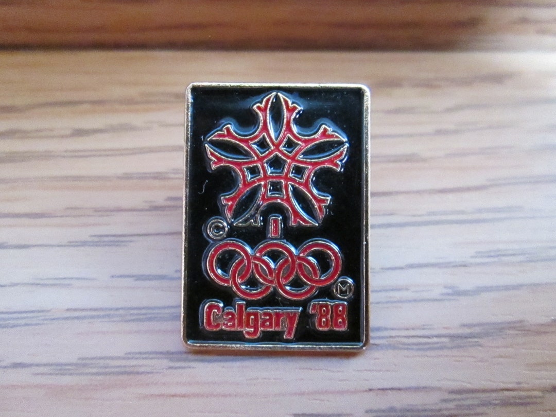 Vintage Olympic Pin 1988 Calgary Canada Winter Games Red Lettering ...
