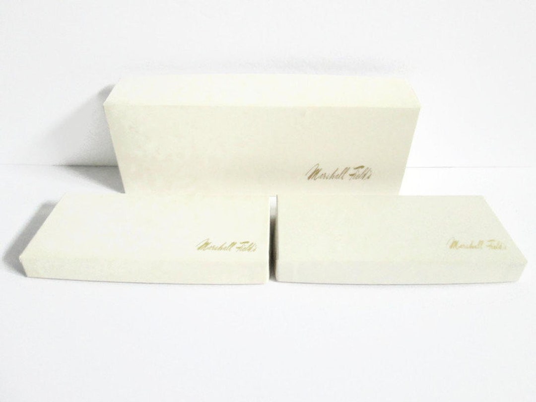Three Small Marshall Field's Empty Gift Boxes White Boxes With Gold ...