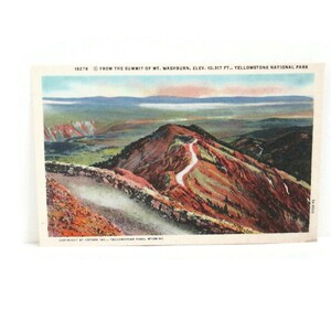 Vintage Wyoming Linen Postcard From the Summit of Mt. Washburn ...