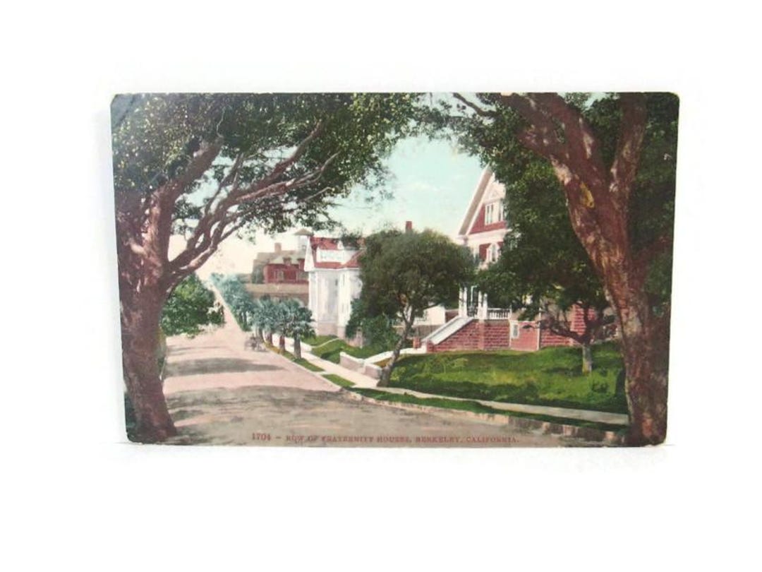 Antique 1910 Berkeley California Postcard Row of Fraternity Houses - Etsy