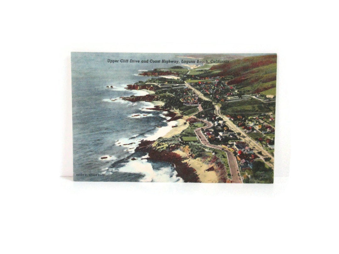 Vintage Laguna Beach California Linen Postcard Upper Cliff Drive and ...