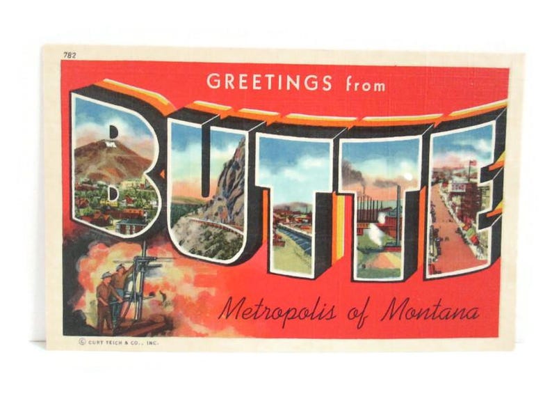 Vintage Linen Postcard Greetings From Butte Montana - Etsy