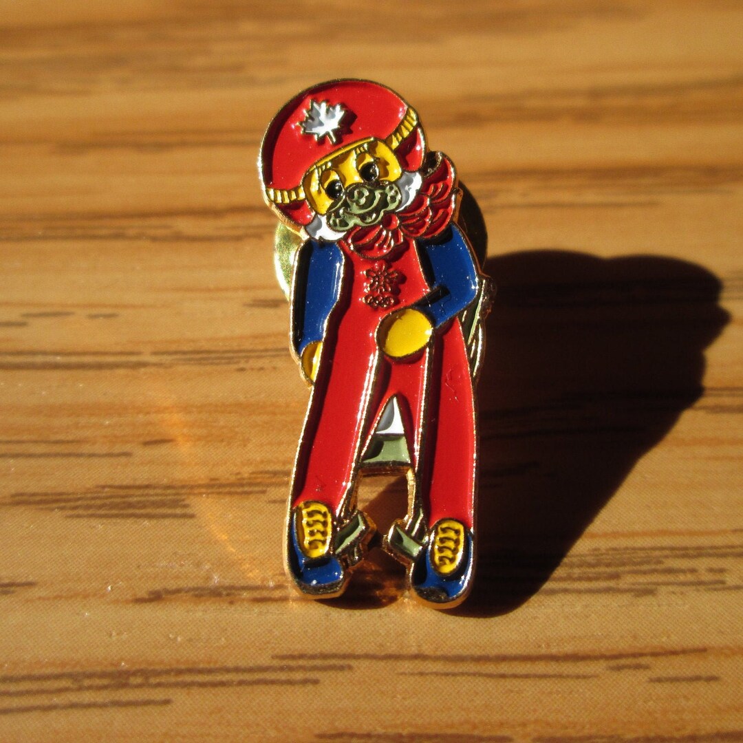 Vintage 1988 Luge Olympic Pin Calgary Alberta Canada Official Mascot ...